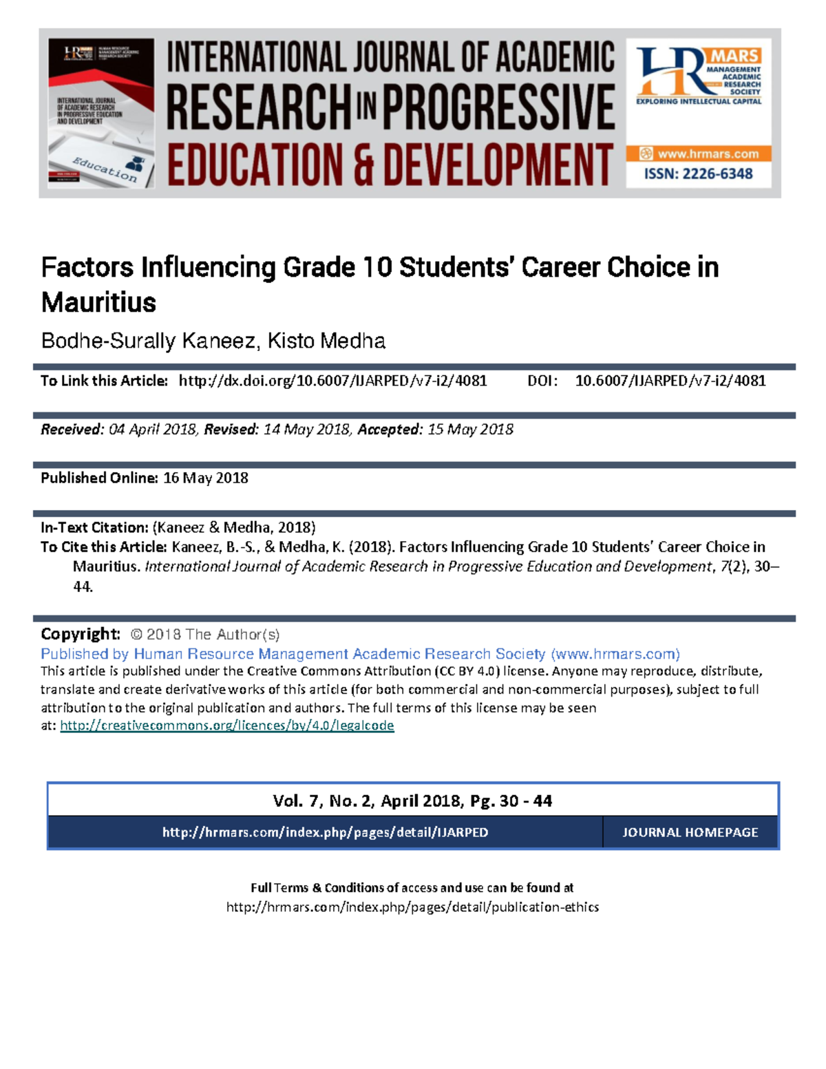 Factors Influencing Grade 10 Students Career Choi - Full Terms ...