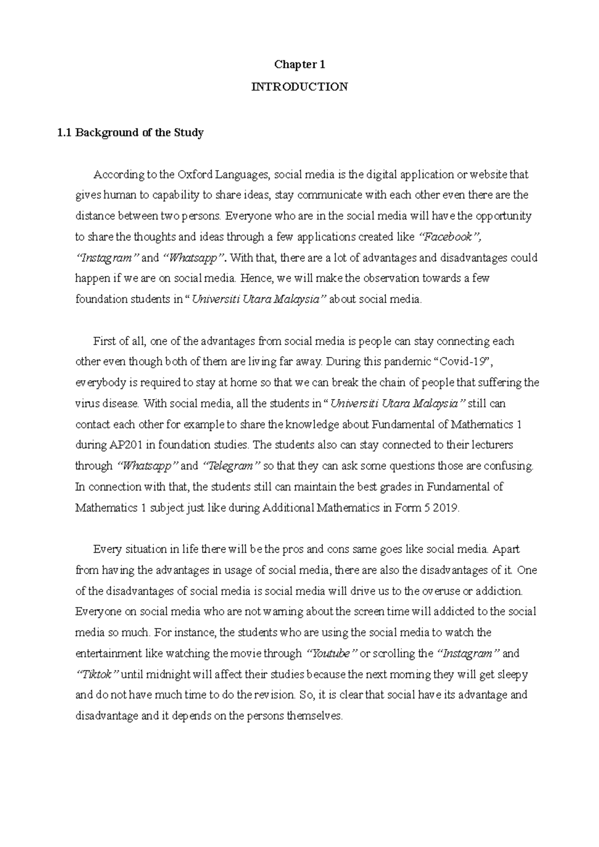 Math fundamental - Chapter 1 INTRODUCTION 1 Background of the Study ...