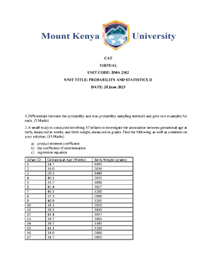 Research methods - questions - Mount Kenya University UNIVERSITY ...