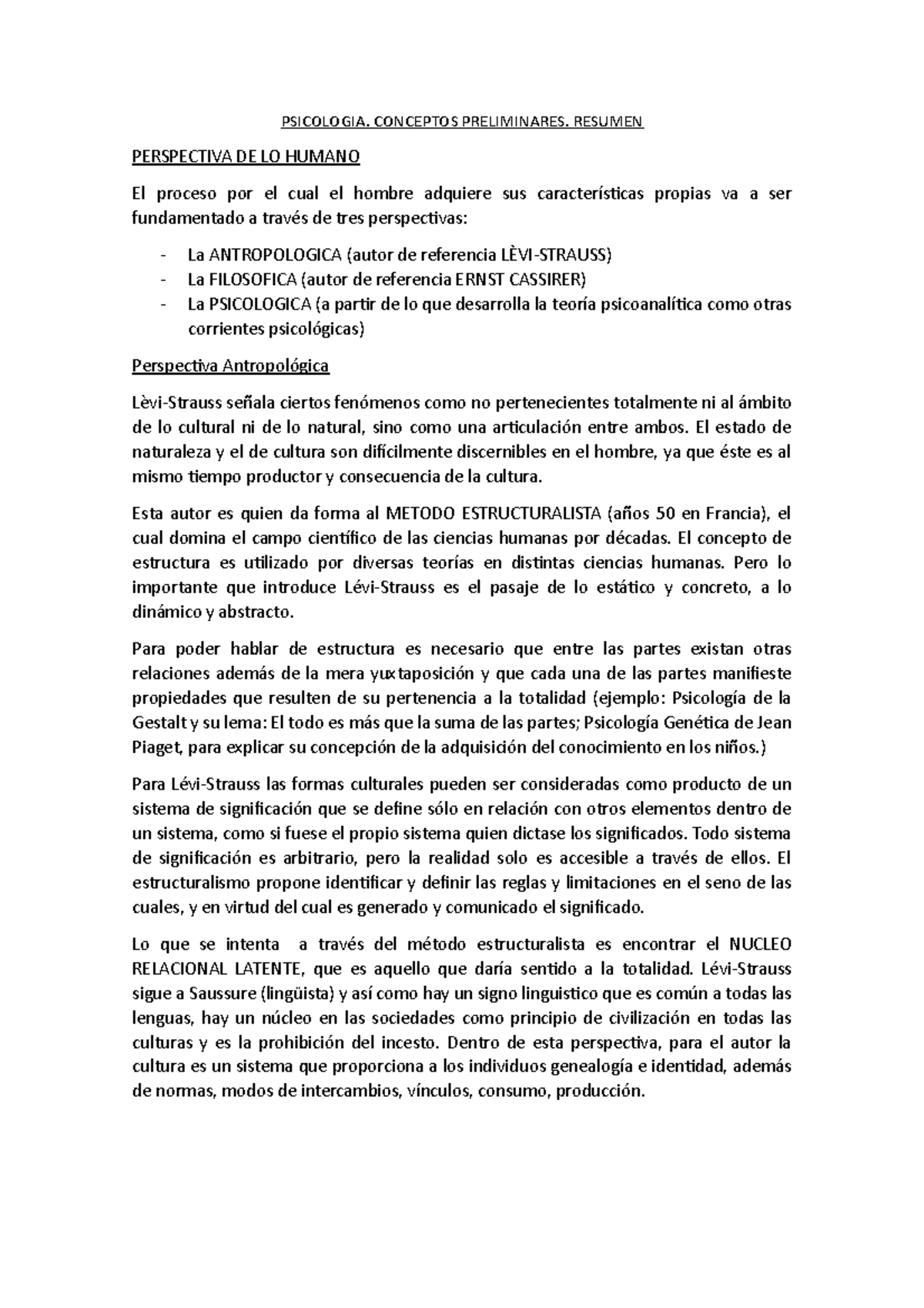 Psicologia - Resumen de Psicolingüistica - PSICOLOGIA. CONCEPTOS PRELIMINARES. RESUMEN ...