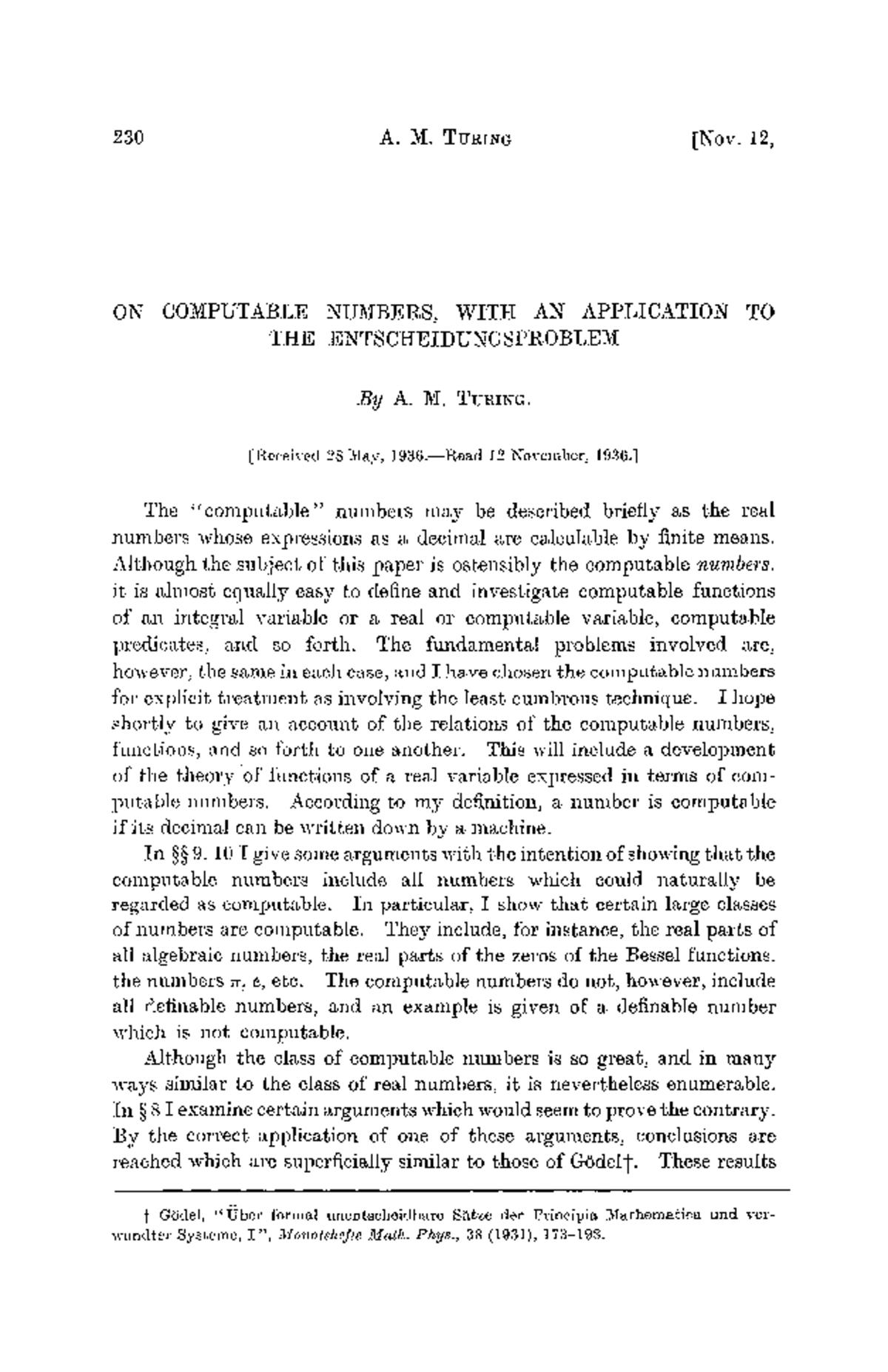 Turing Paper. The foundation Of Computer Science - Comparative Economic ...