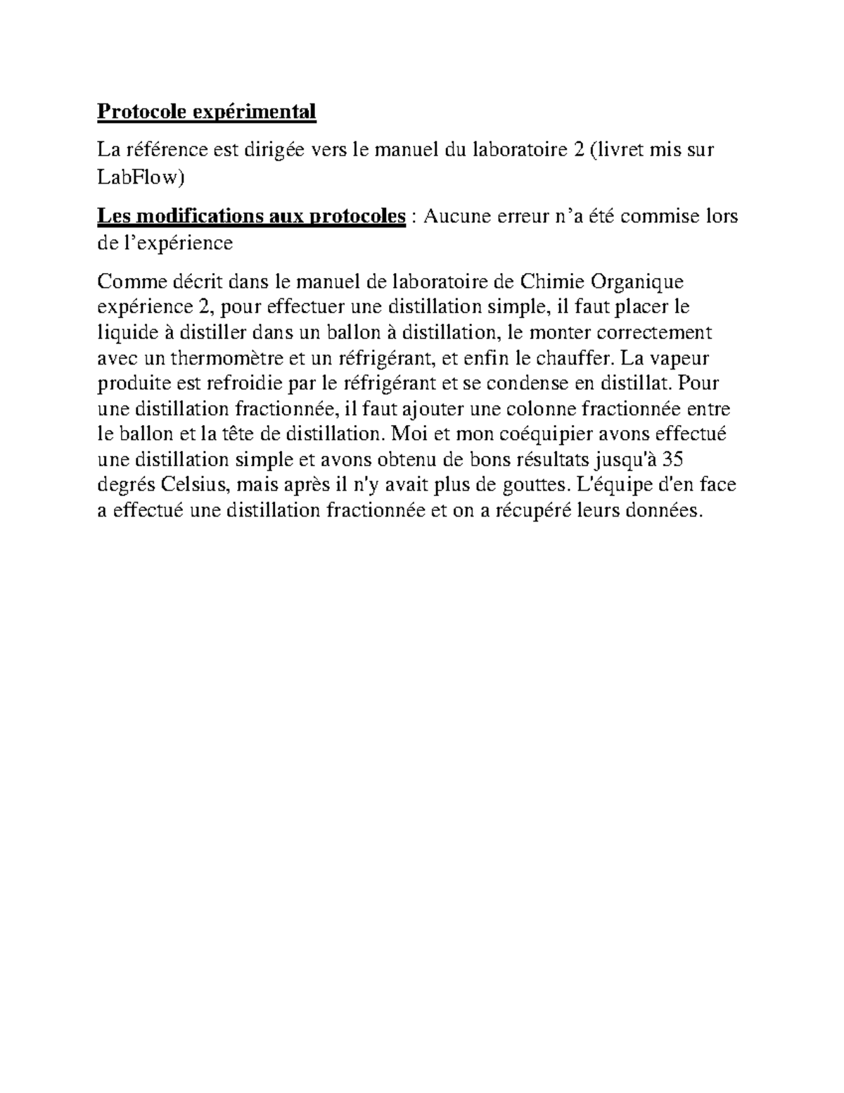 Protocole expérimental - Protocole expérimental La référence est ...