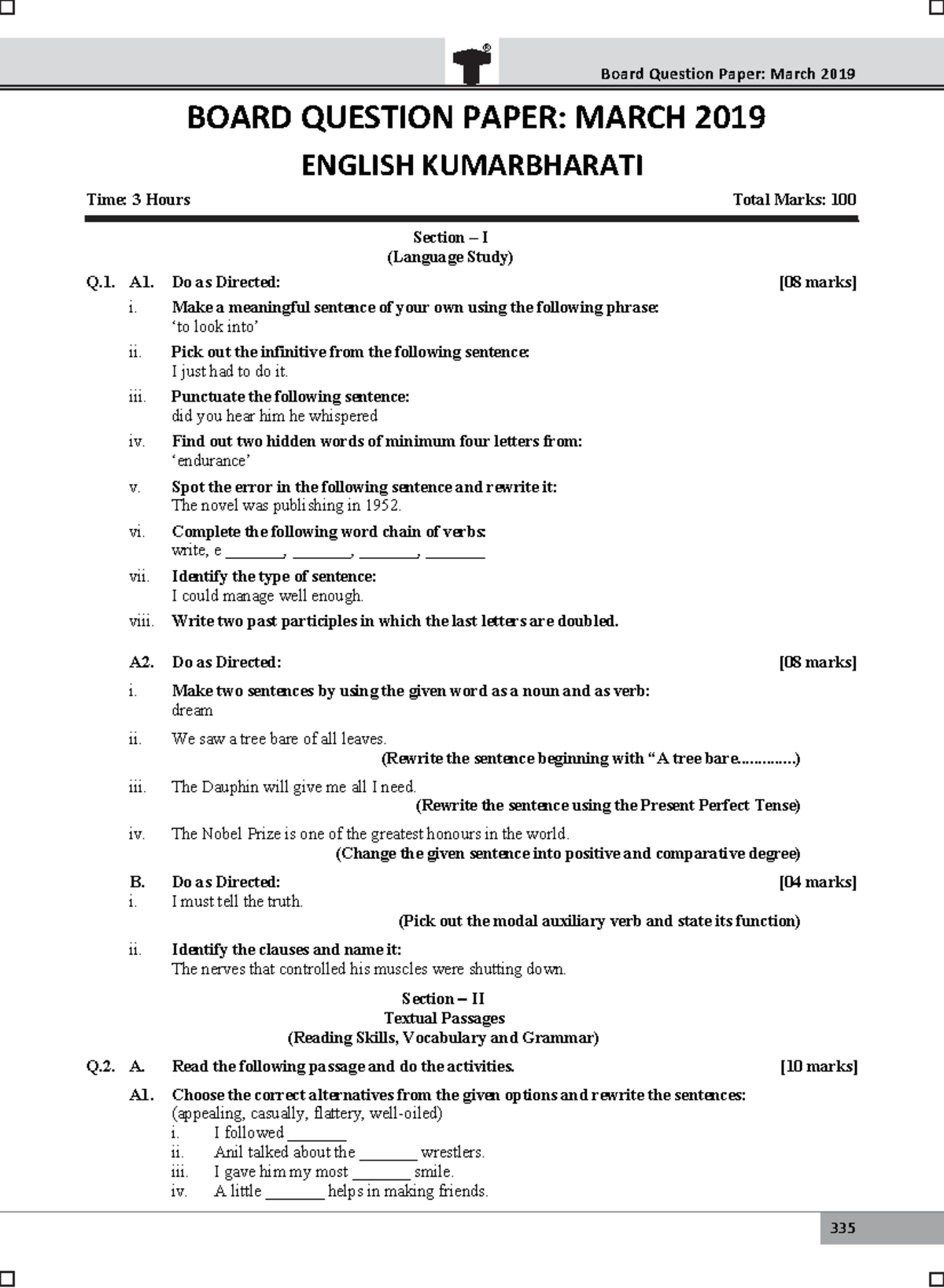 2019 - Board Question Paper: March 2019 BOARD QUESTION PAPER: MARCH ...