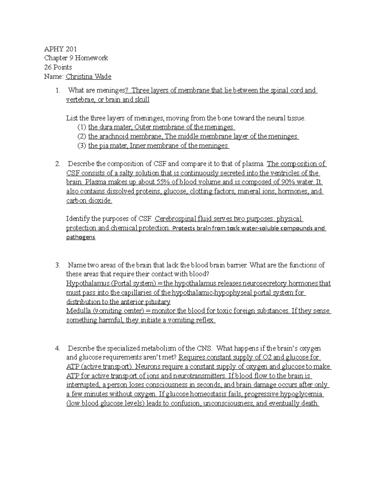 chapter 9 homework assignment - APHY 201 Chapter 9 Homework 26 Points Name: Christina Wade What ...