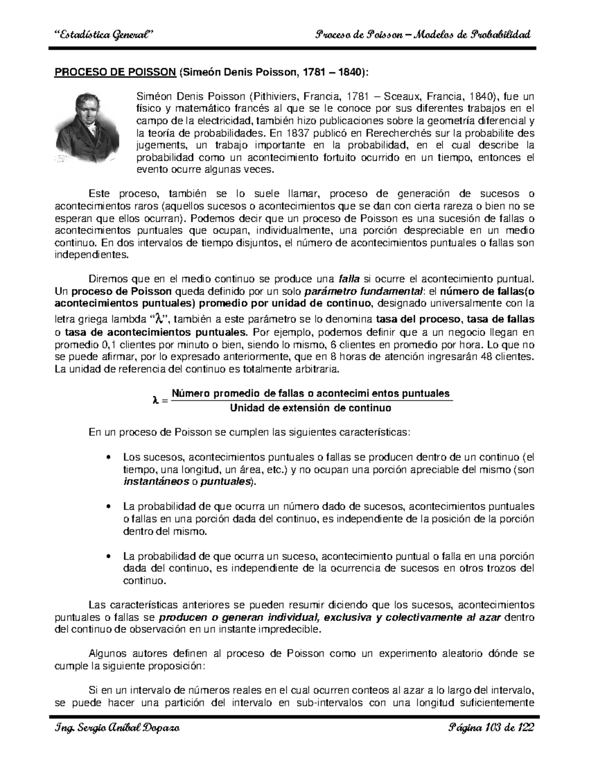 5 Estadstica General Proceso de Poisson - - Studocu