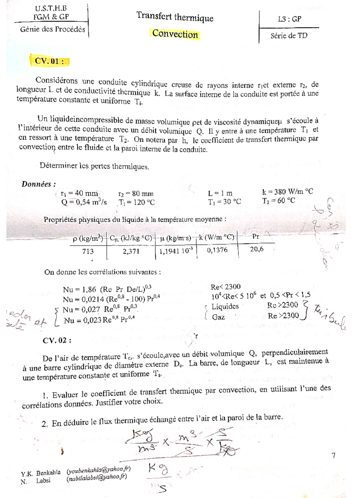 TD2+Solution Transfert de chaleur - Transferts Thermiques - Studocu