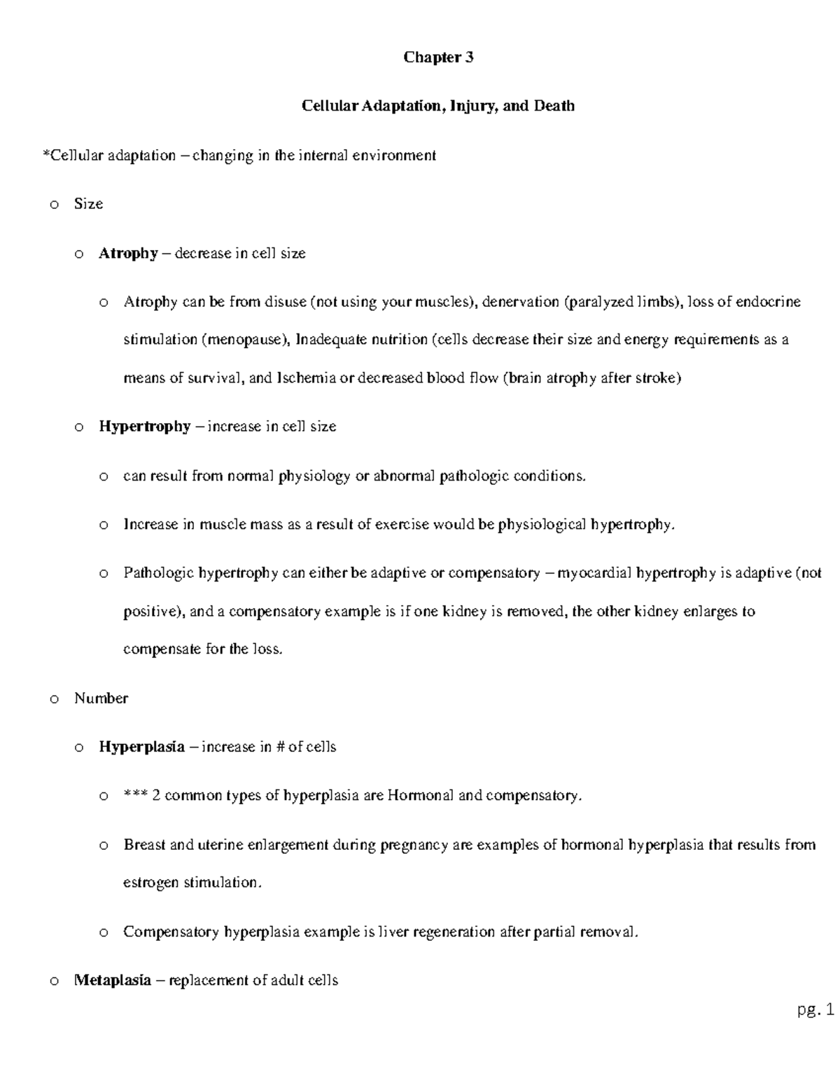 Cellular Adaptation, Injury, and Death - Chapter 3 Cellular Adaptation ...