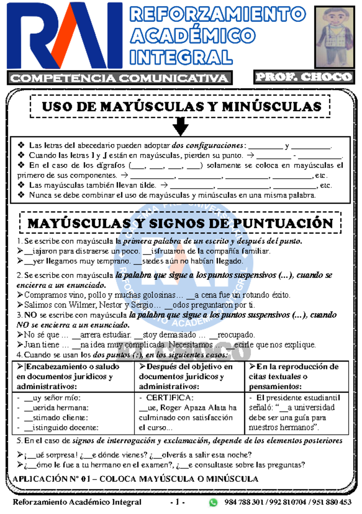 Mayusculas PARA Completar RAI - Se escribe con mayúscula la primera ...