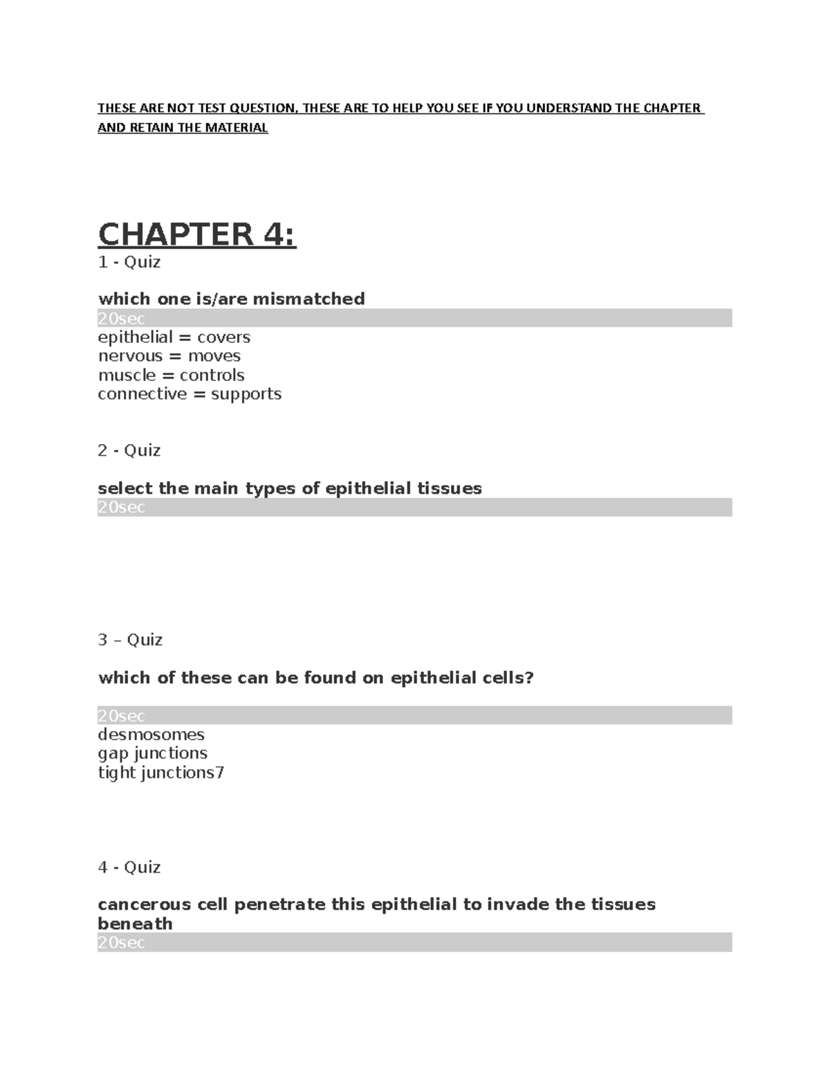 Chapter 4 These ARE NOT TEST Question - THESE ARE NOT TEST QUESTION ...