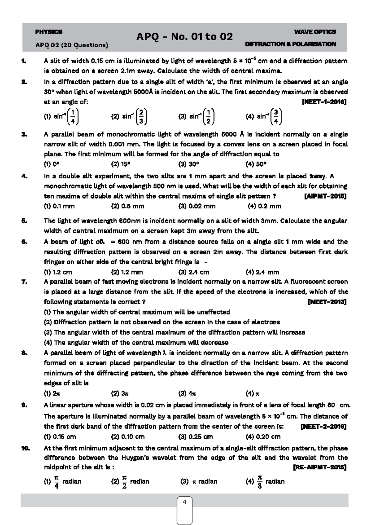 APQ-04 - MODERATE - Physics SL - APQ - No. 01 to 02 APQ 02 (20 ...