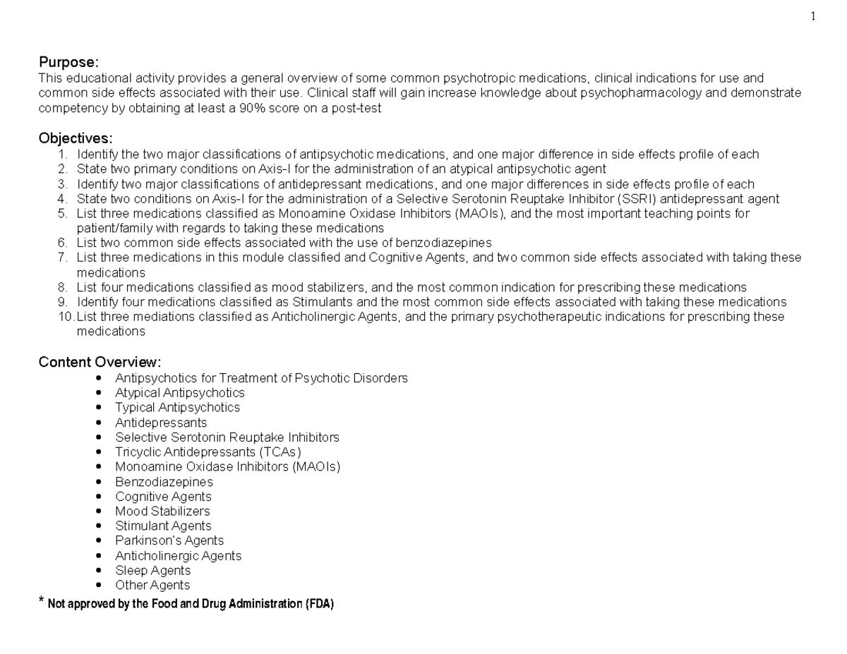 2011 Mental Health Mandatories-Psychotropic Medications - Purpose: This ...