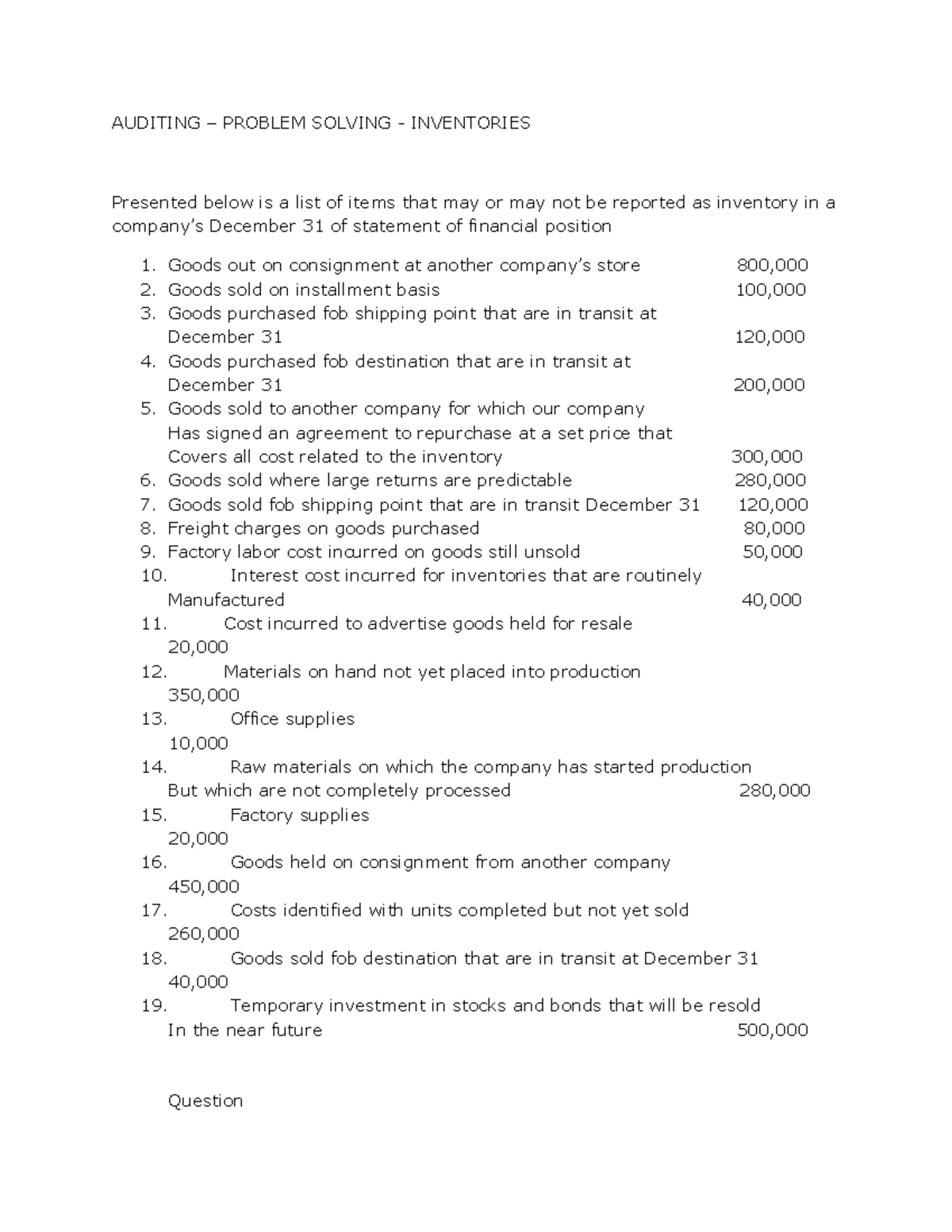 Auditing-problems-inventories - AUDITING – PROBLEM SOLVING ...