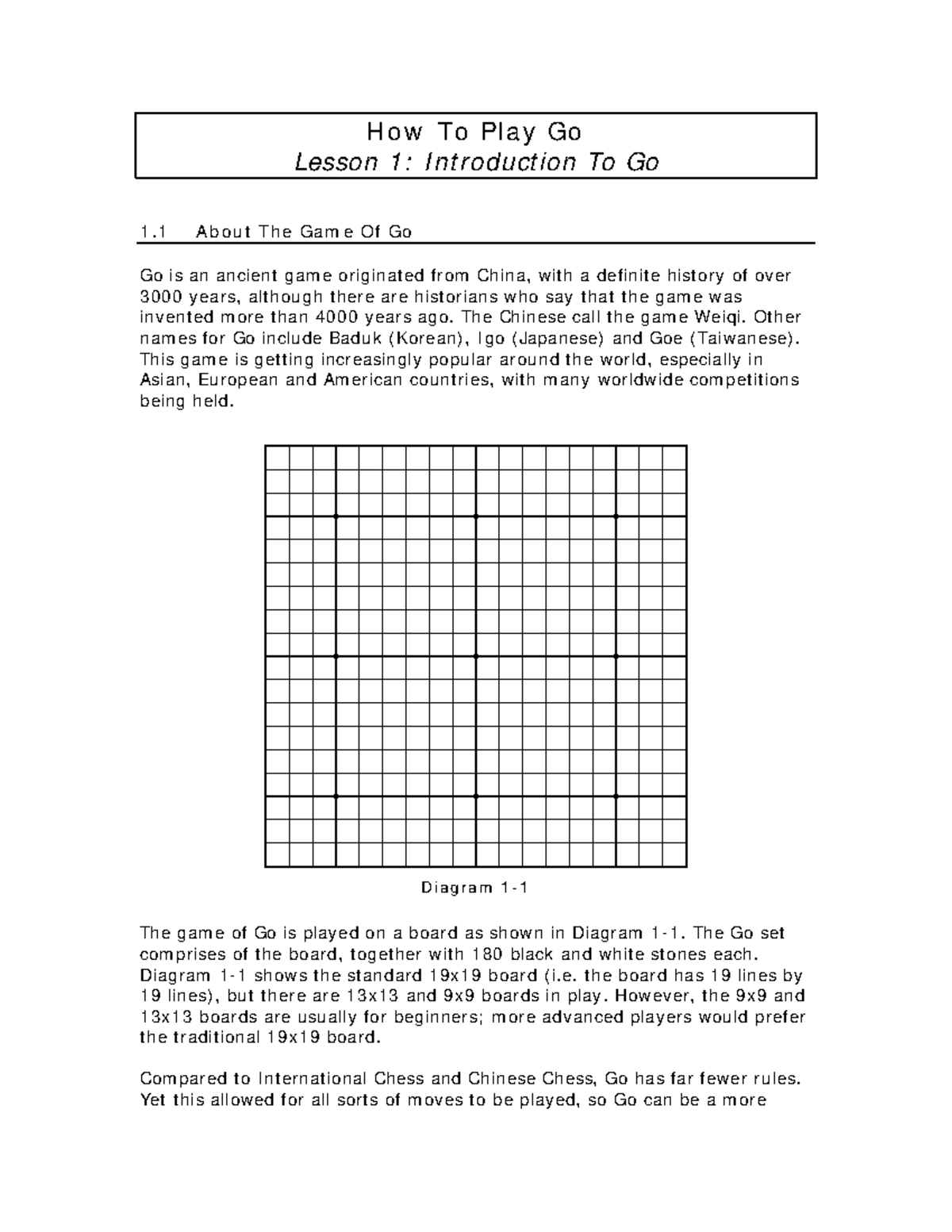 How to play Go - How to play Go - H ow To Pla y Go Lesson 1: I nt ...
