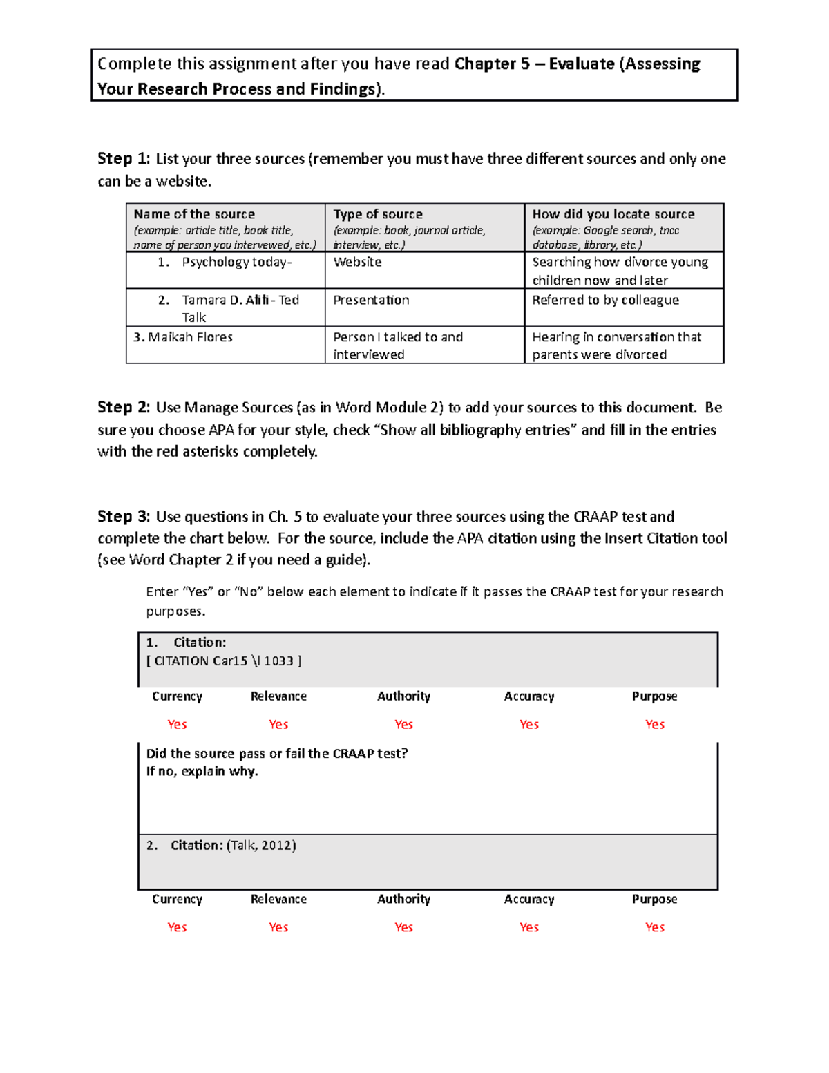 Sources and Craap Test - notes - Complete this assignment after you ...