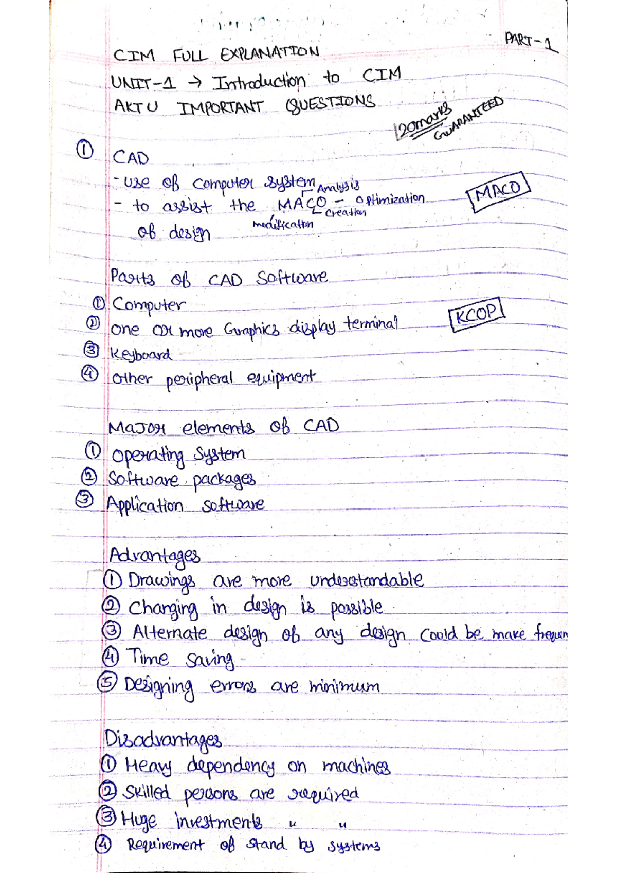 CIM Notes [UNIT-1,3,4,5] - CIM FULL EXPLANATION Introduction to CIM ...