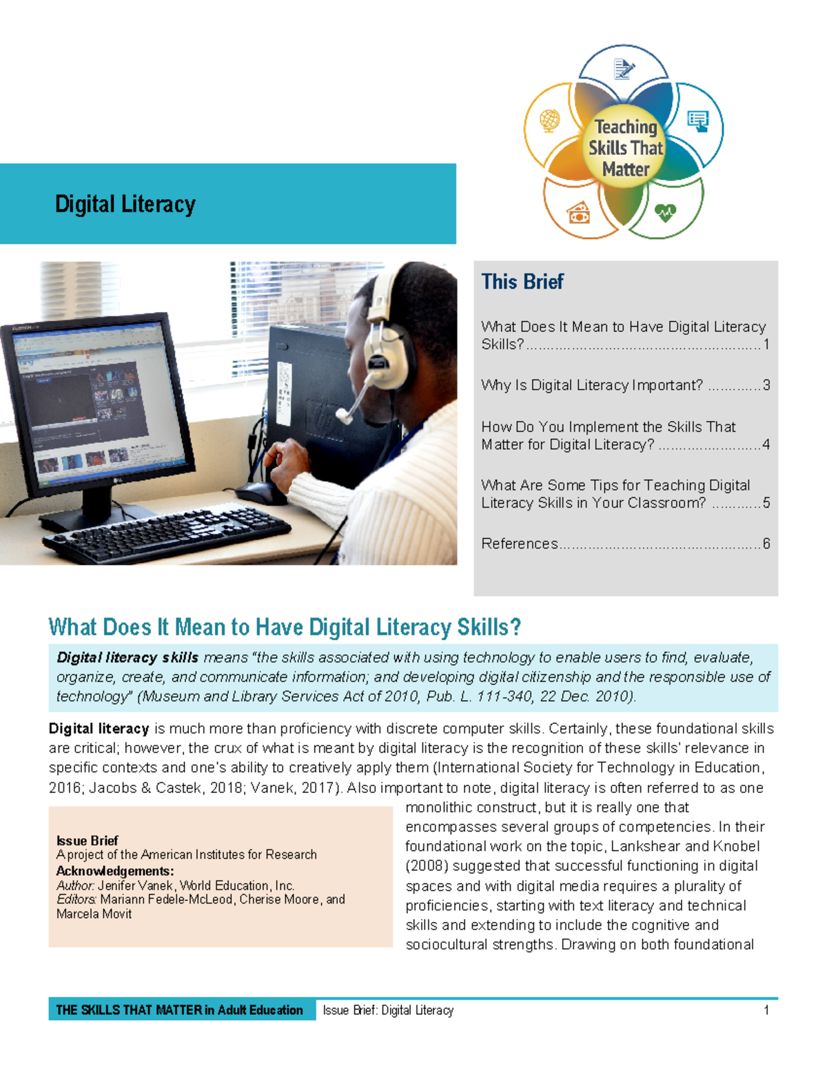 Digital Literacy-Brief - Digital Literacy This Brief What Does It Mean ...