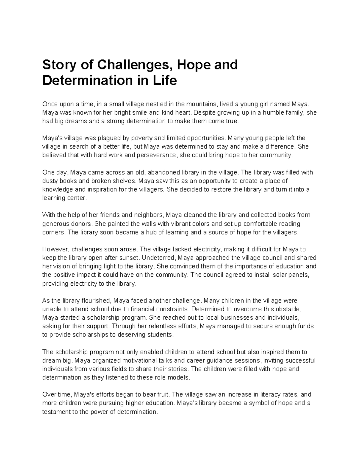 Story of Challenges Hope and Determination in Life - Story of ...
