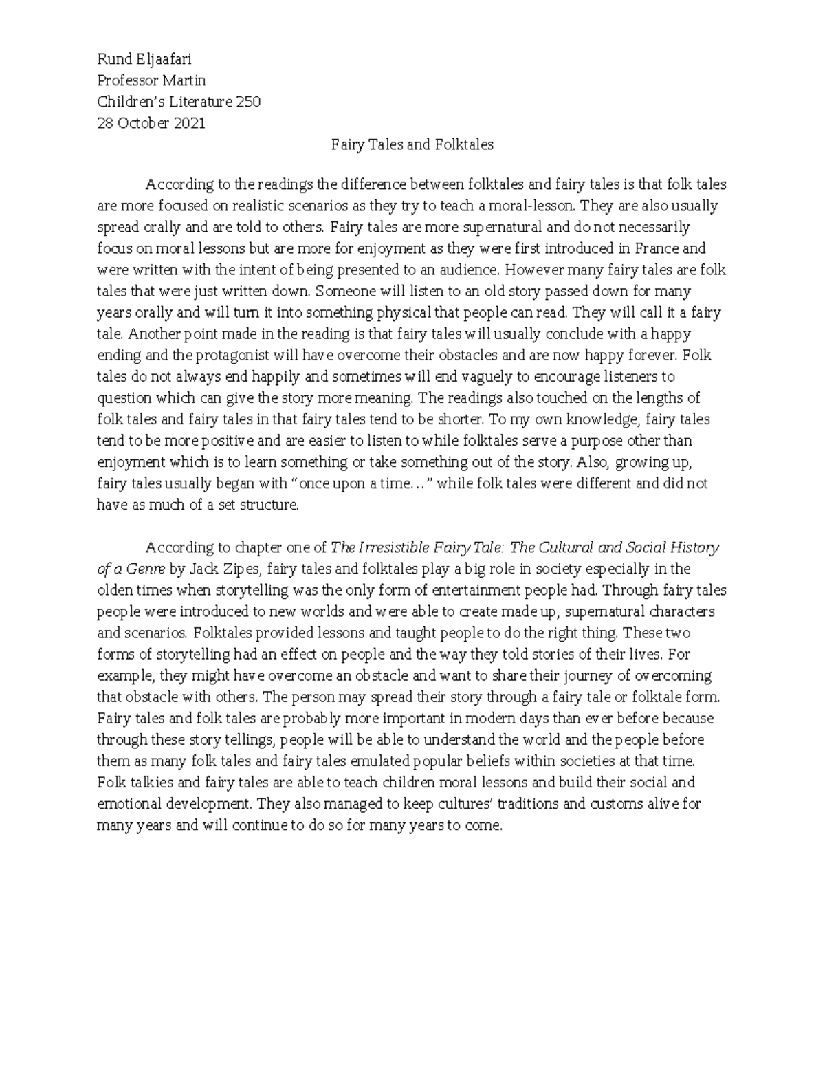 Module 3 A ssignment - Fairy Tales and Folk Tales - Rund Eljaafari ...