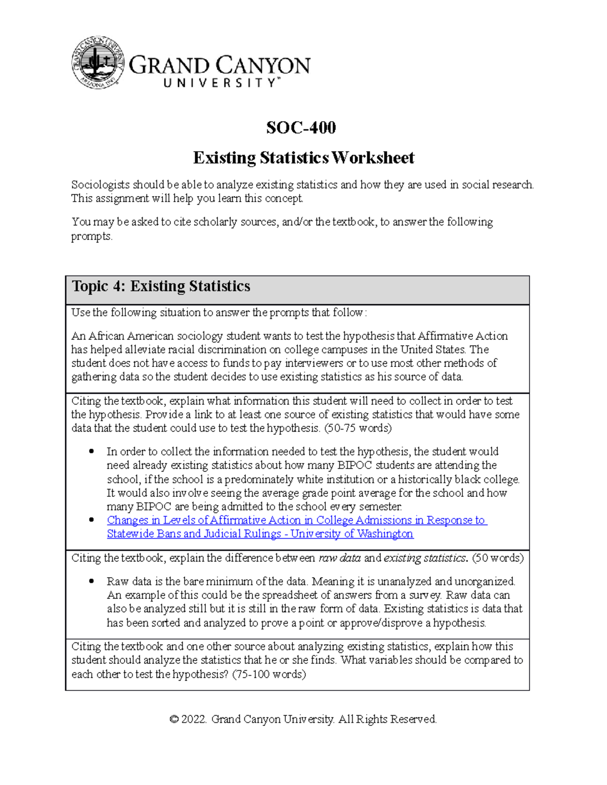 SOC-400 - SOC-400 Existing Statistics Worksheet Topic 4 - SOC- Existing ...