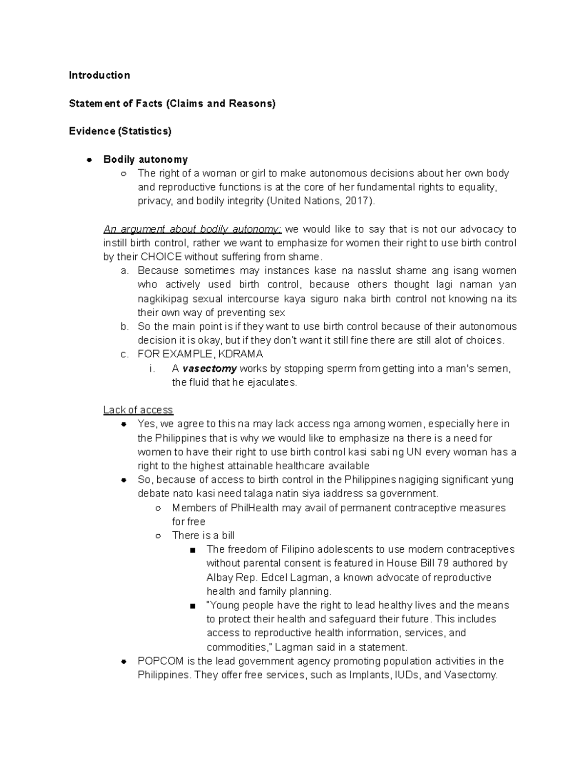 (Affirmative) - essay - Introduction Statement of Facts (Claims and ...