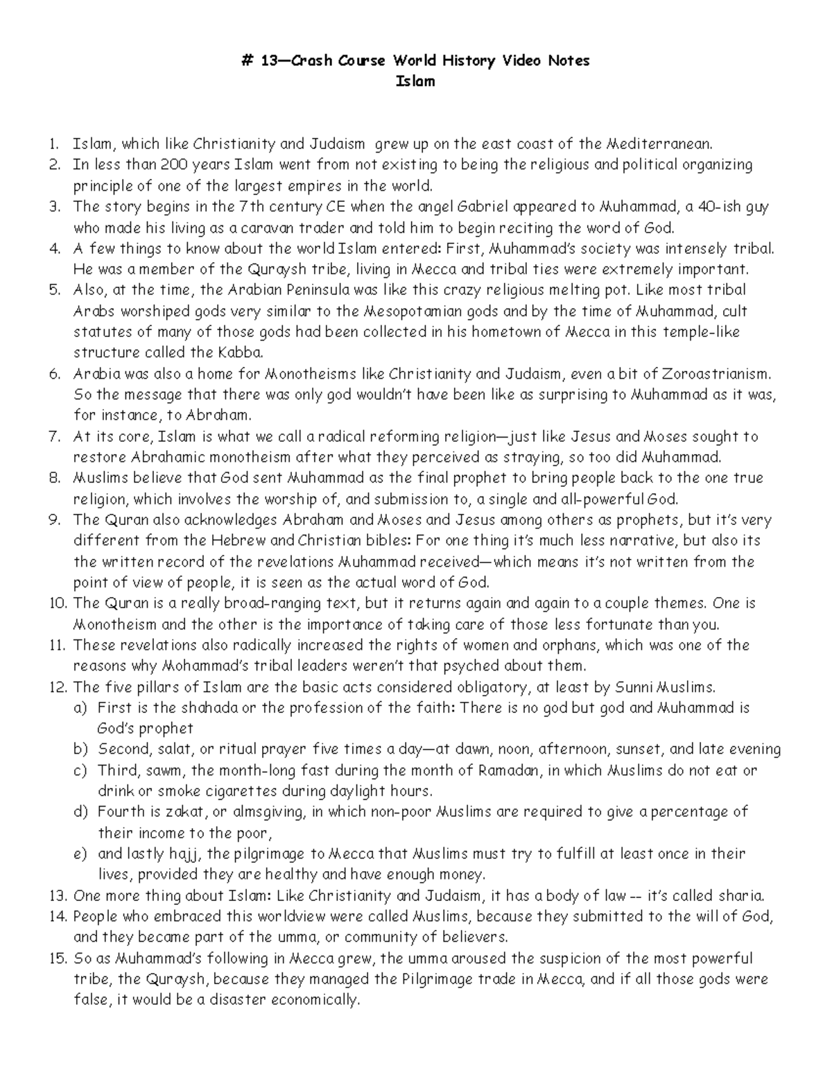 Copy of Copy of 13 islam - Girl do ur damn hw. - 13—Crash Course World ...