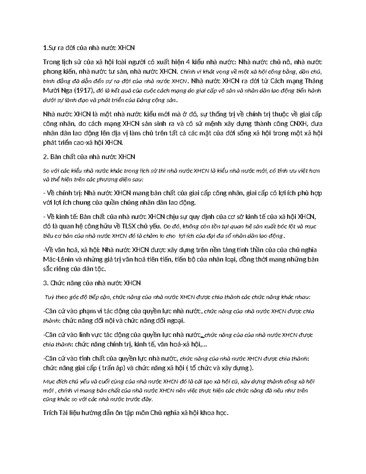 Nội dung sự ra đời,bản chất,chức năng nhà nước XHCN - 1ự ra đời của nhà ...