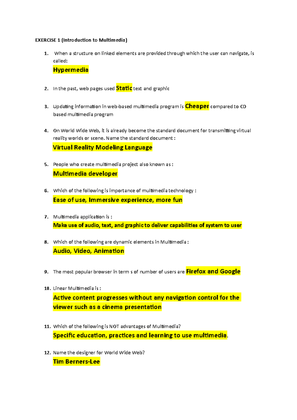 CSC253 Exercise COVER CHAPTER 1- 4, MCQ - EXERCISE 1 (Introduction to ...