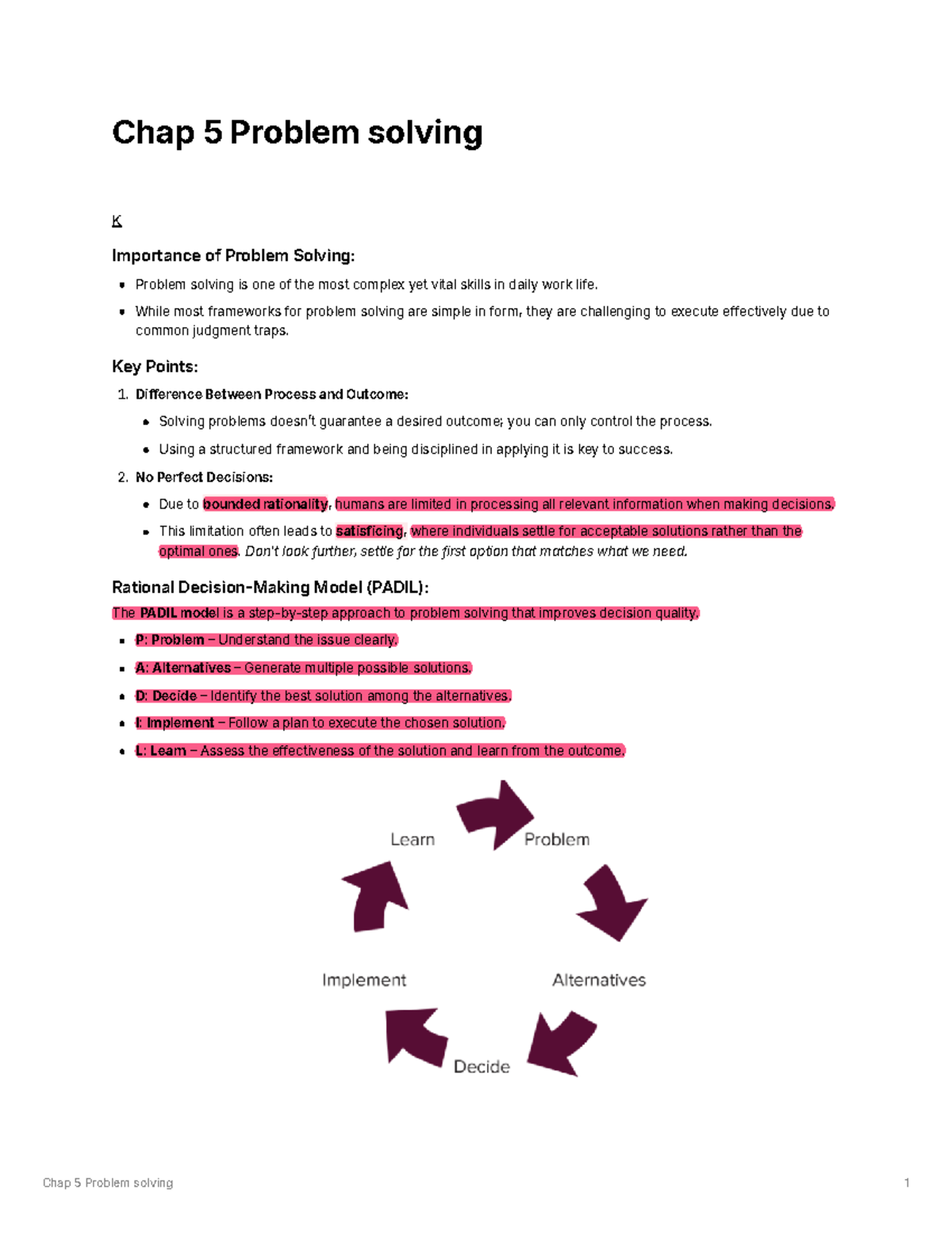 COMM227 Problem Solving - Chap 5 Problem solving K Importance of Problem Solving: Problem ...
