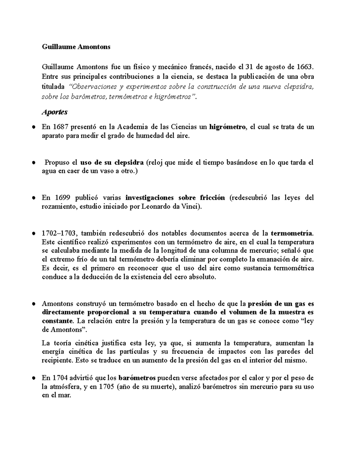 Amontons - hk kh kh - Guillaume Amontons Guillaume Amontons fue un ...