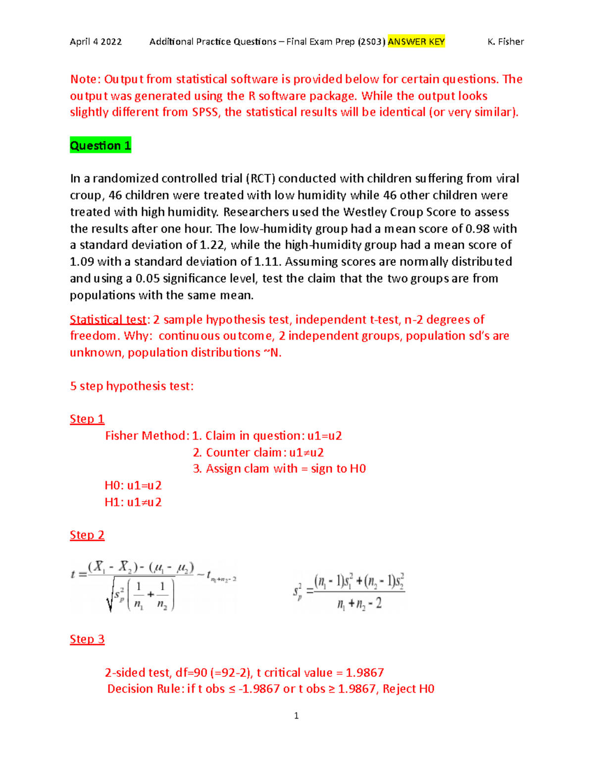 Practice Questions for Final Exam Prep - Studocu