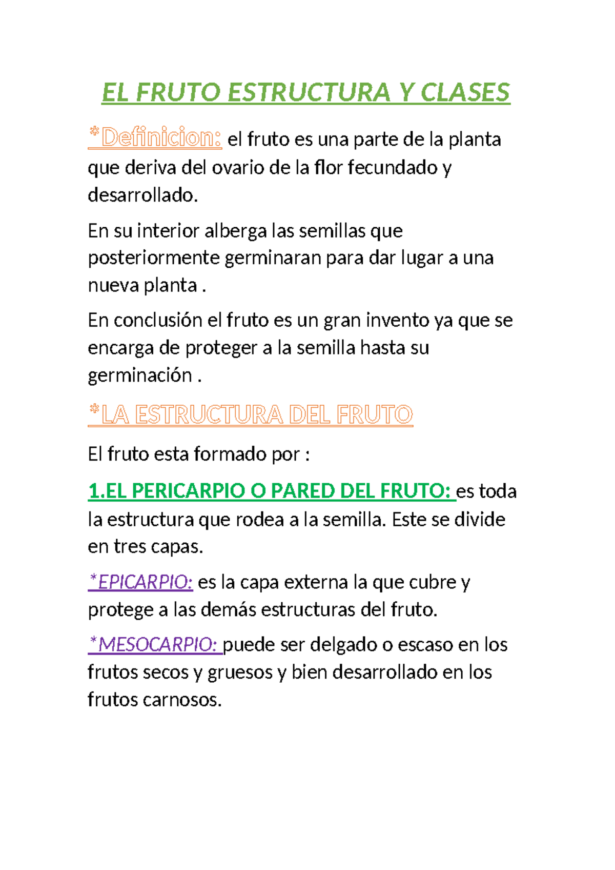 EL Fruto Estructura Y Clases - EL FRUTO ESTRUCTURA Y CLASES *Definicion ...