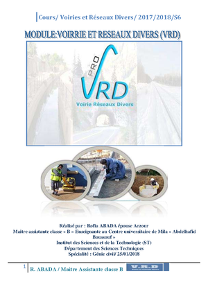 VRD - Module complet des Voiries et Réseaux Divers (VRD) + Exercices d'application. - SOMMAIRE ...