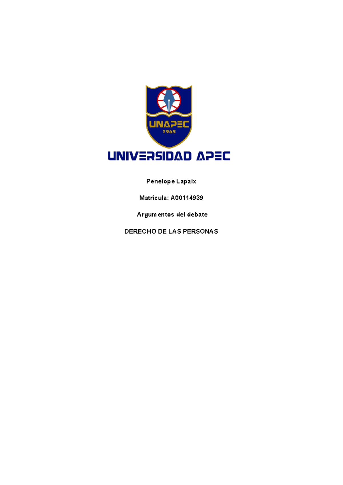 Argumentos del debate - ñ.`ppppppppppppppp - Penelope Lapaix Matricula ...