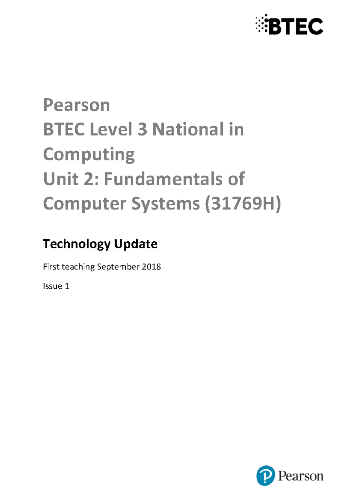 Technology update for teaching Sept2018 - Pearson BTEC Level 3 National ...