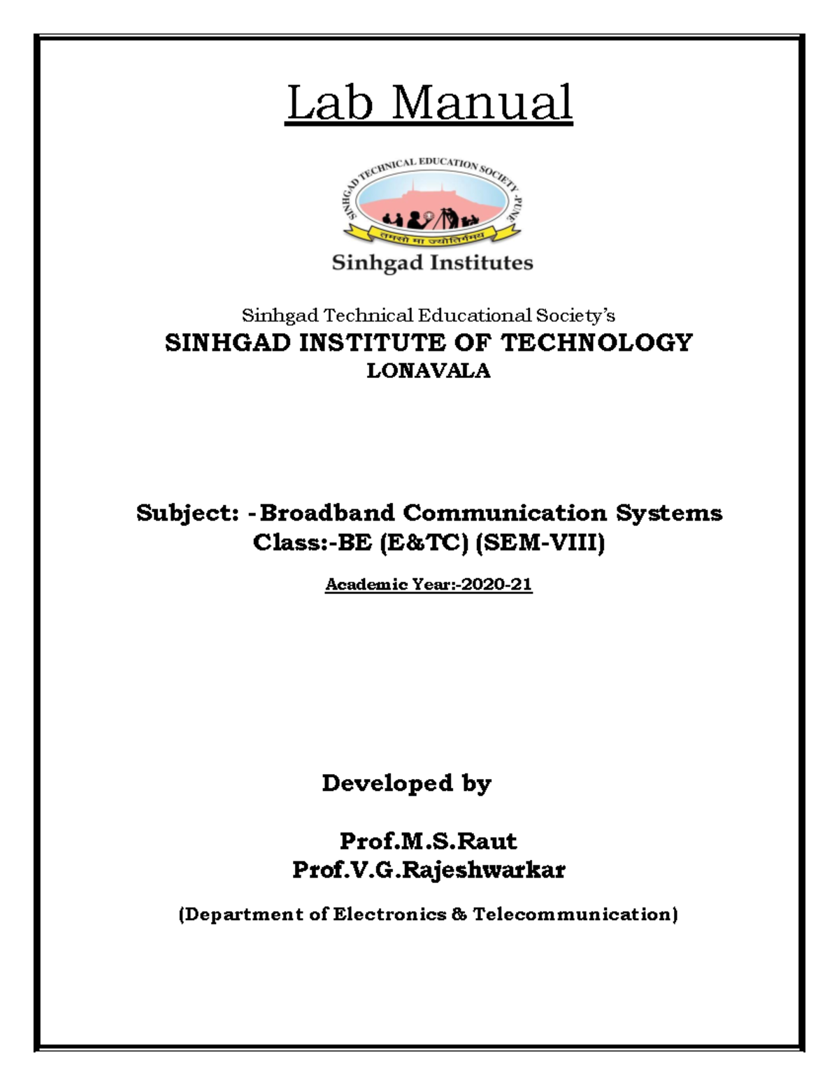 Index 20-21 - Practical - Lab Manual Sinhgad Technical Educational ...