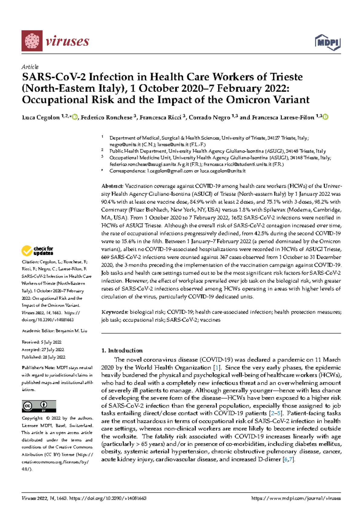 5. SARS-Co V-2 Infection in Health Care Workers of Trieste - Citation ...