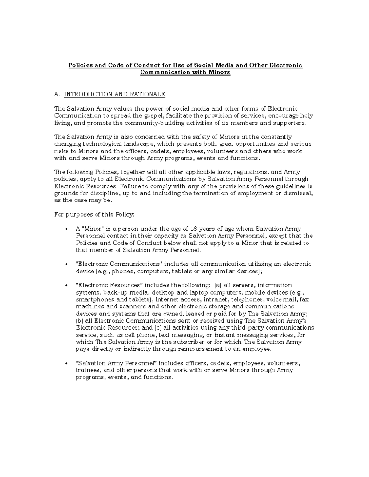 Social Media conduct - Policies and Code of Conduct for Use of Social ...