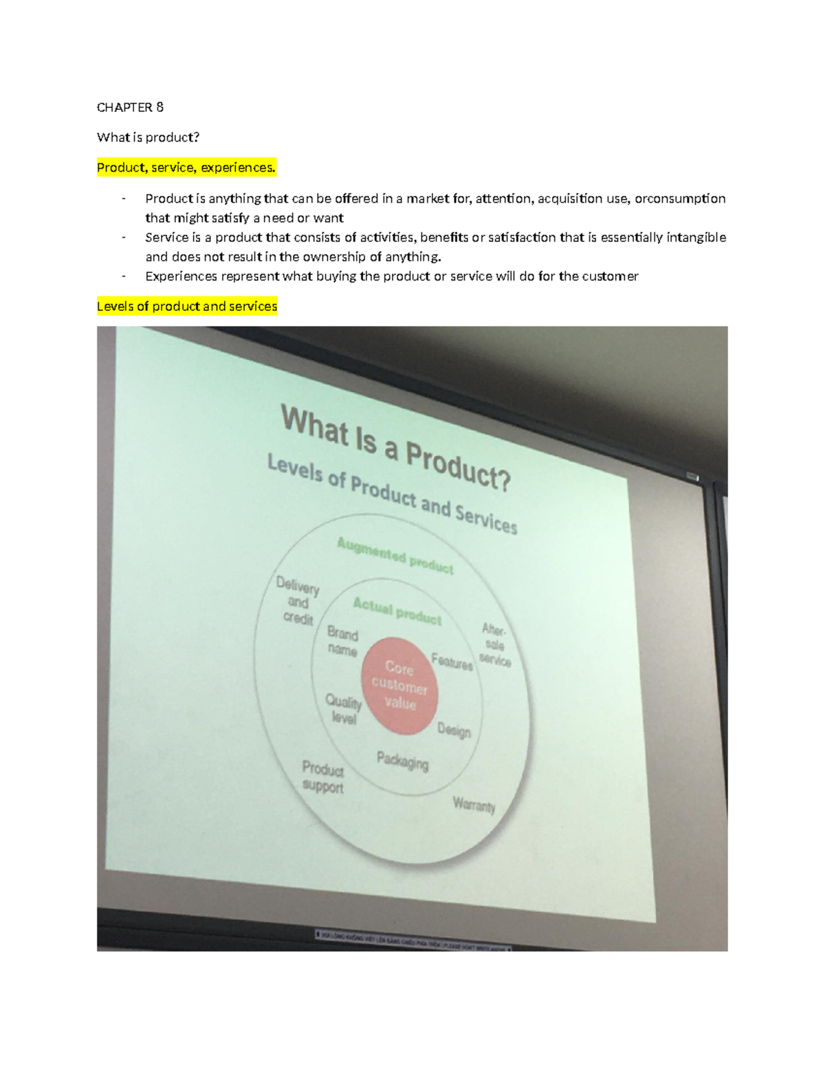 Lesson 5 - CHAPTER 8 What is product? Product, service, experiences ...
