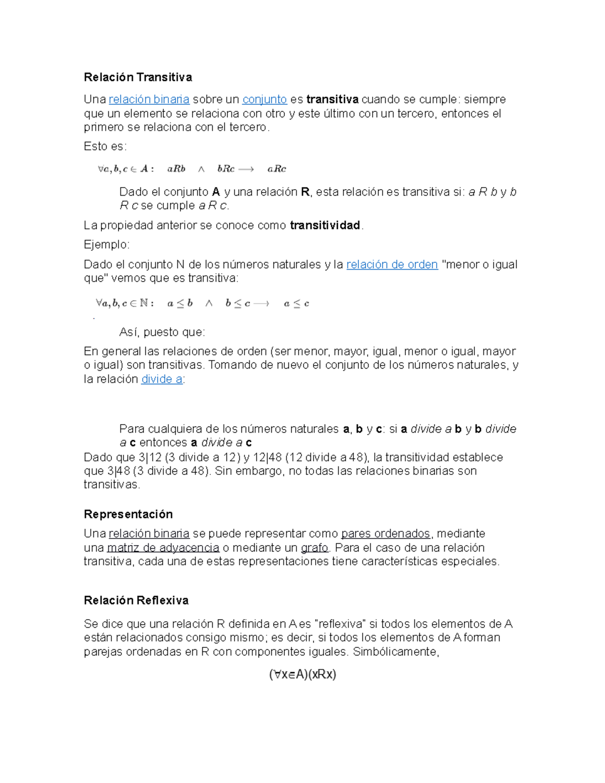 Relación Transitiva-reflexiva - Relación Transitiva Una relación ...