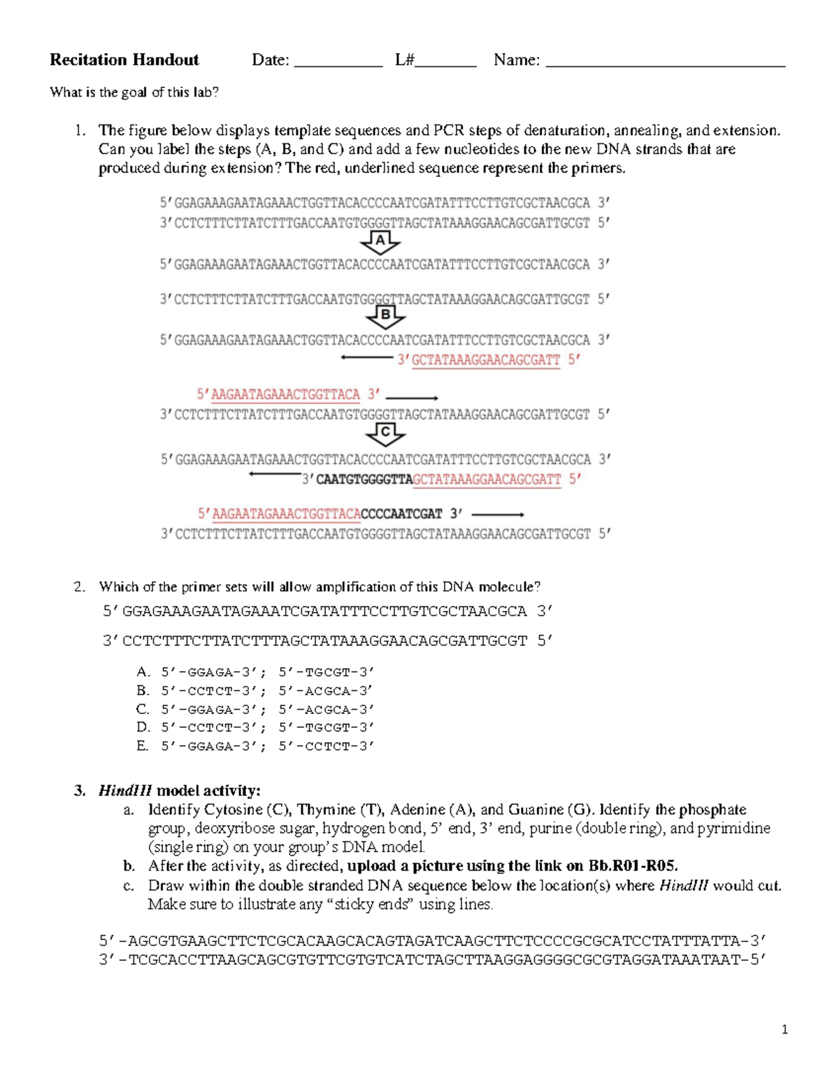 Lab11 Recitation handout f22 - 1 Recitation Handout Date: __________ L ...