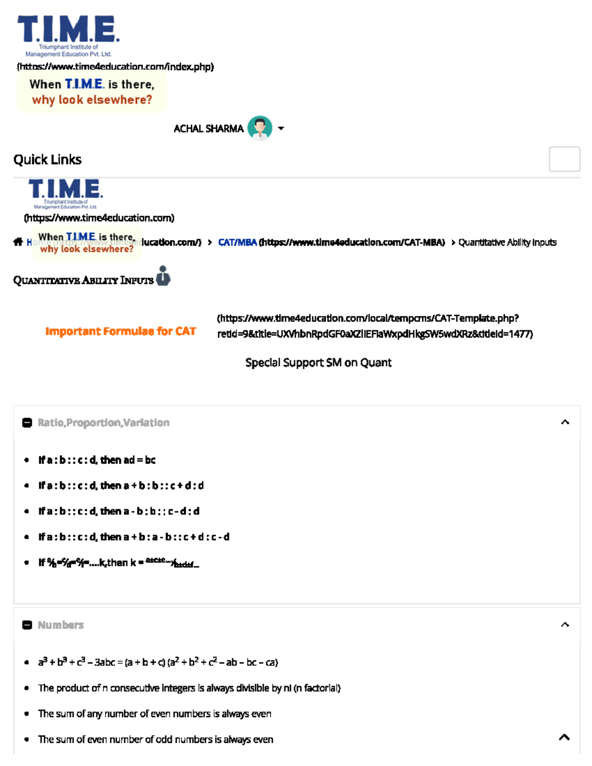 Important Formulae for CAT - MBA - Studocu