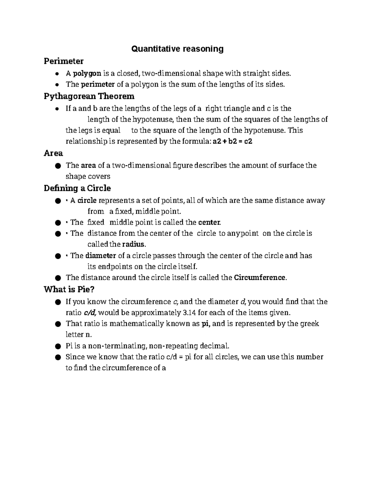 Quantitative reasoning - Quantitative reasoning Perimeter A polygon is ...