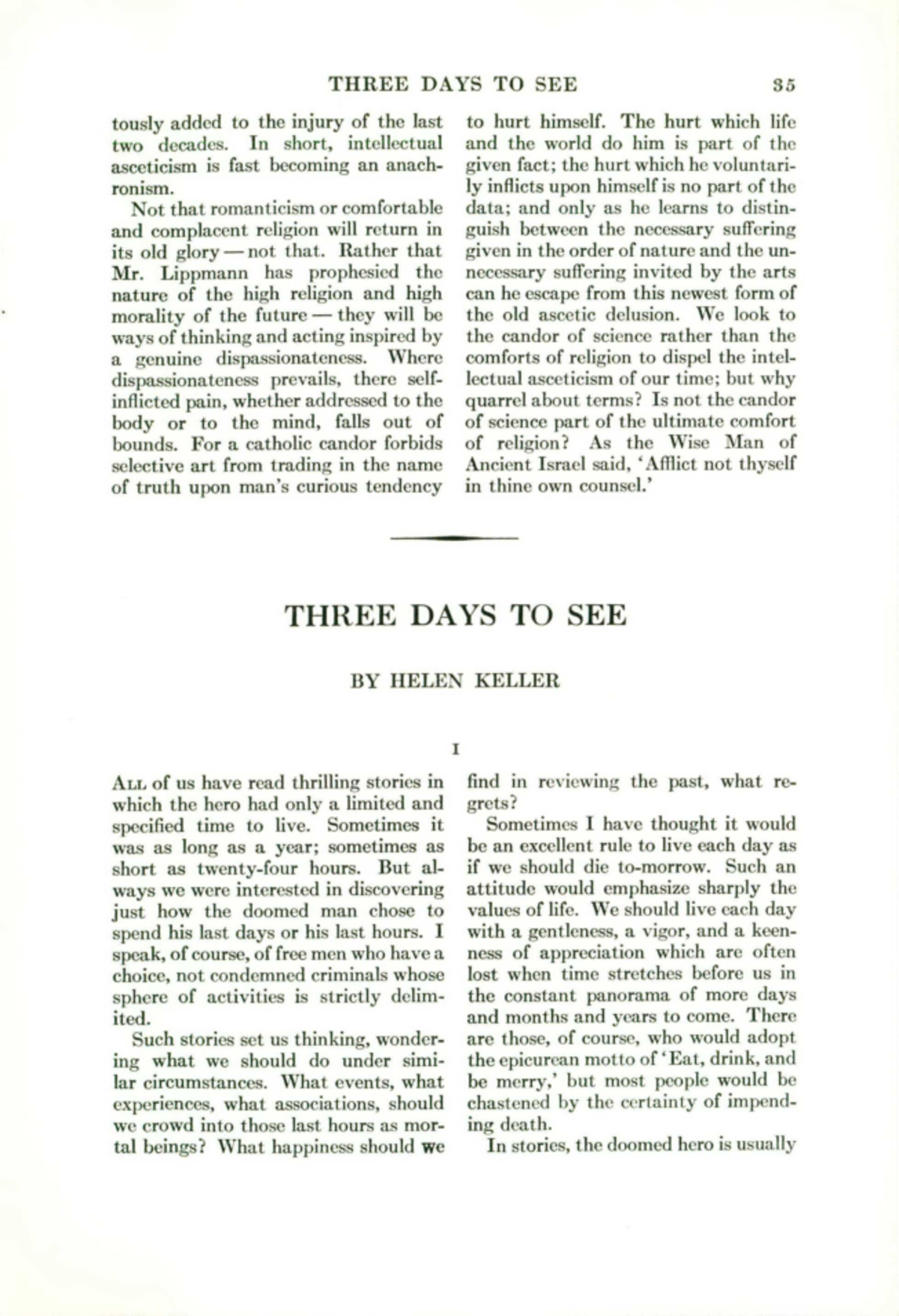 Three days to see - ENGLISH READING STORY - T H R E E DAYS TO SEE 35 ...