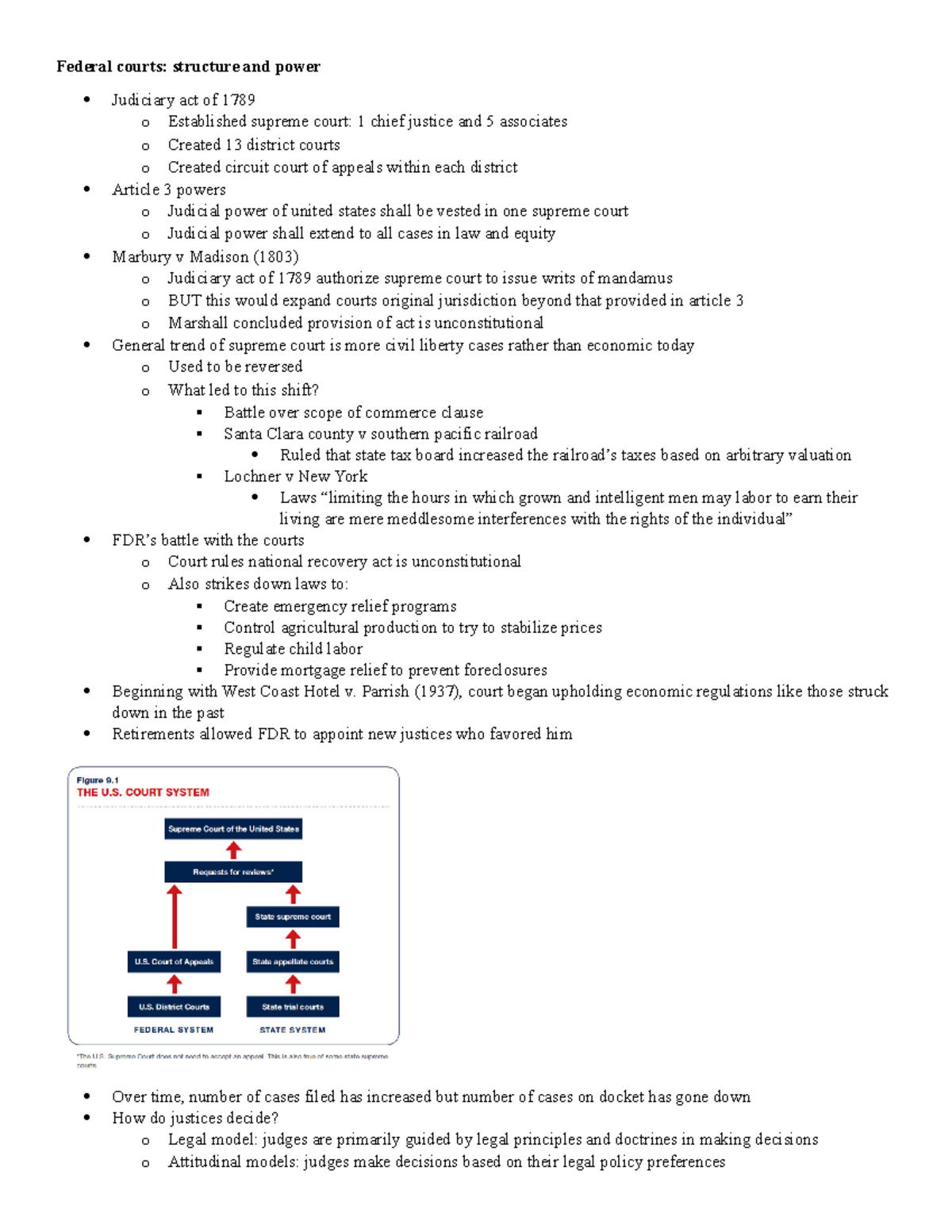 Gov final lecture notes - Federal courts: structure and power Judiciary ...