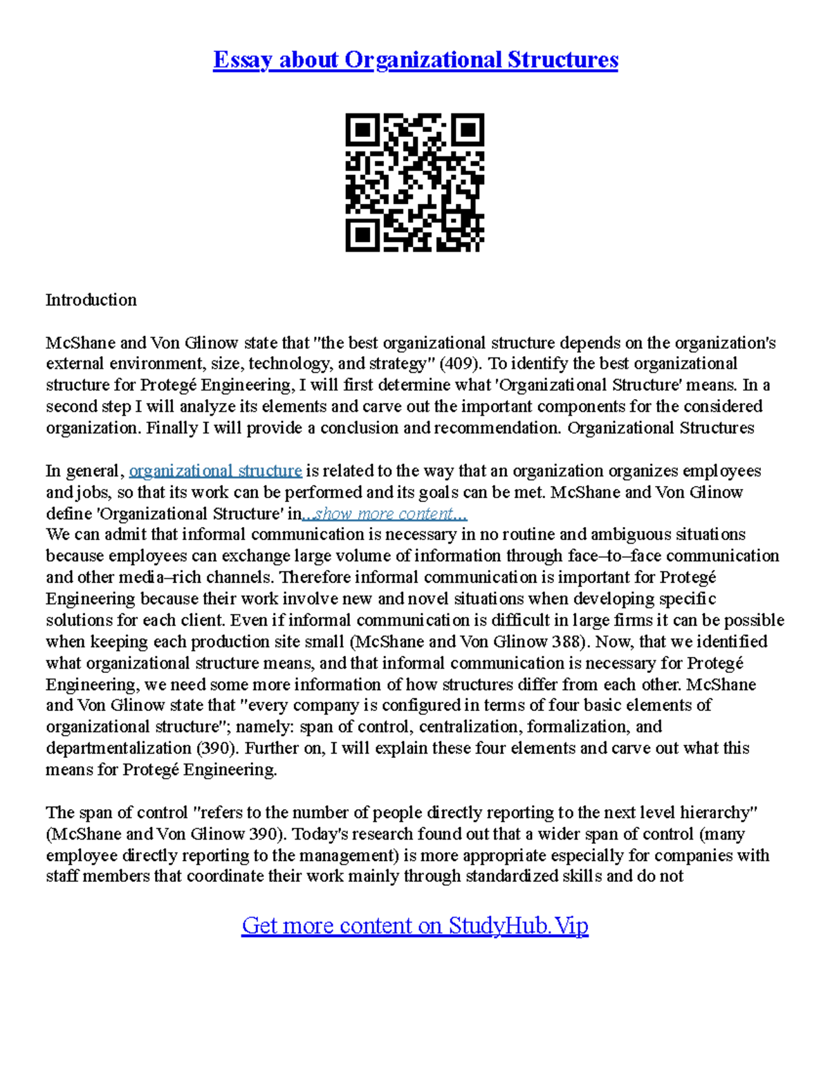 A Good Essay Structure - Essay about Organizational Structures ...