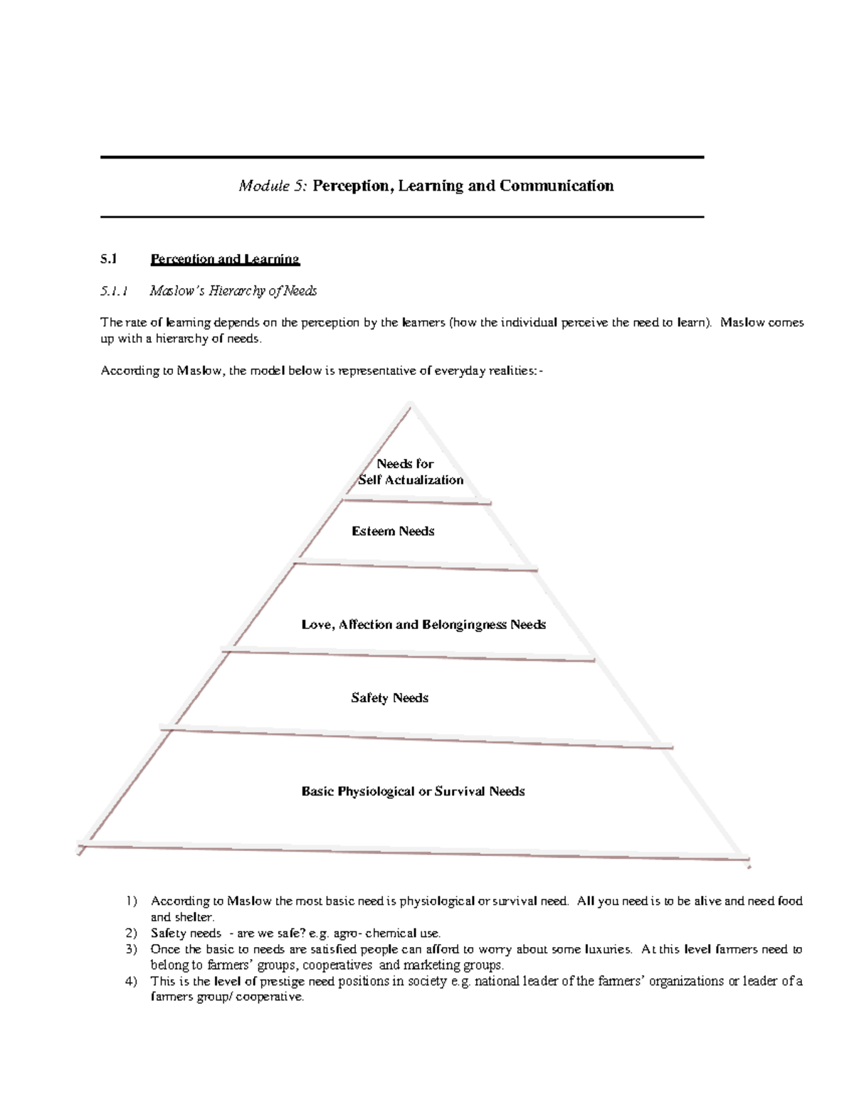 Module 5 Perception, Learning and Communication - Module 5: Perception ...