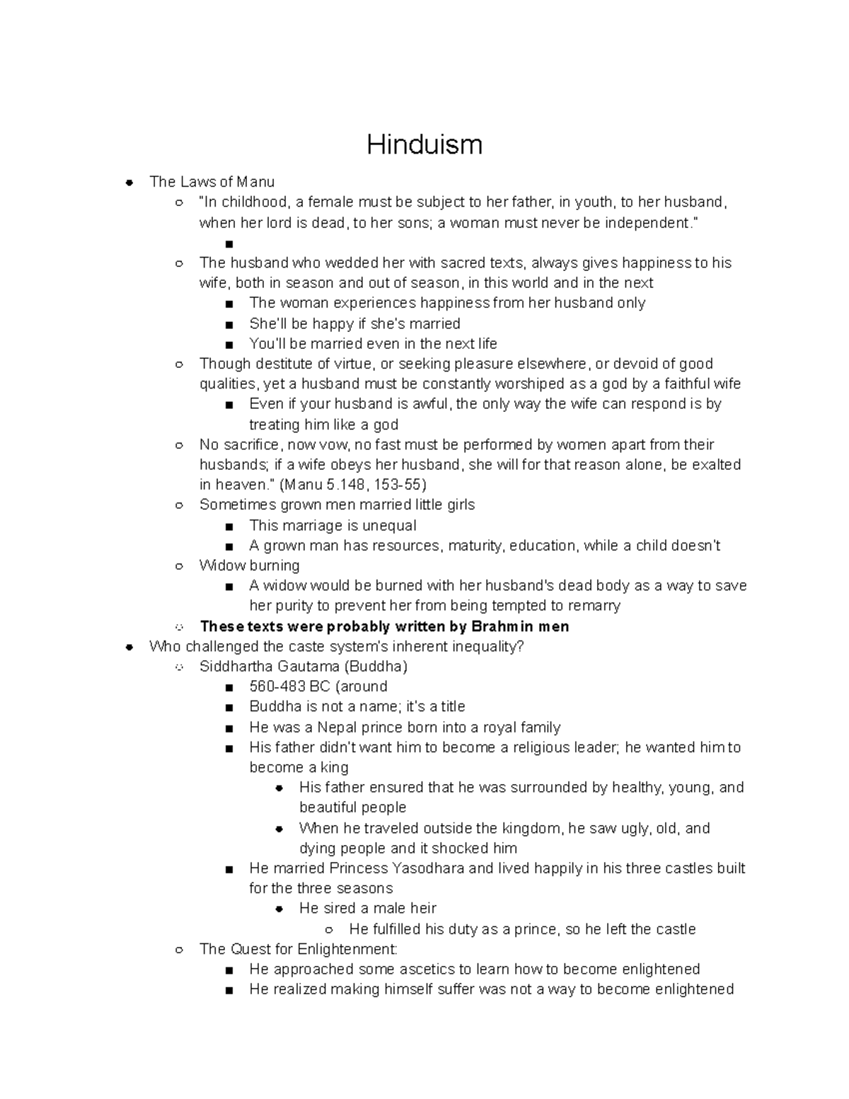 Lec 10 Hinduism - Hinduism The Laws of Manu “In childhood, a female ...