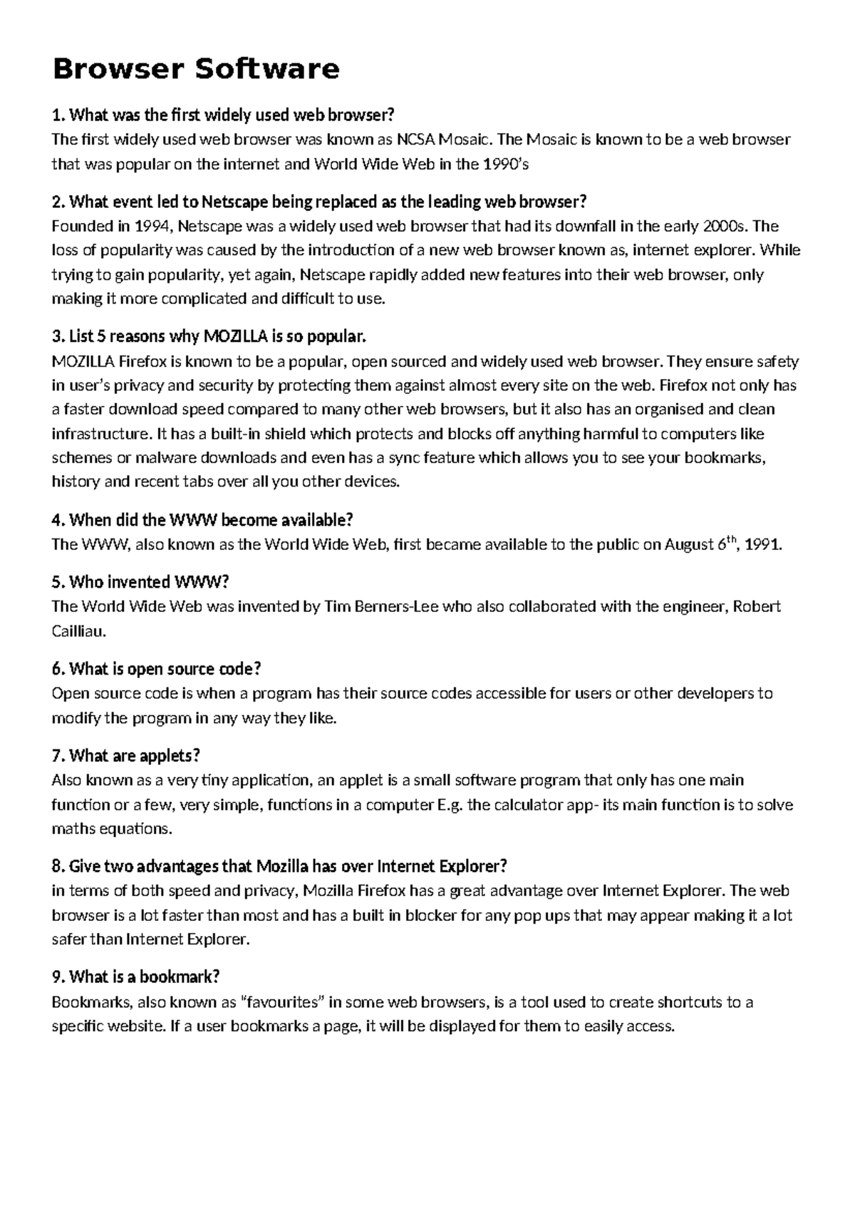 MIS research task - Browser Software What was the first widely used web ...