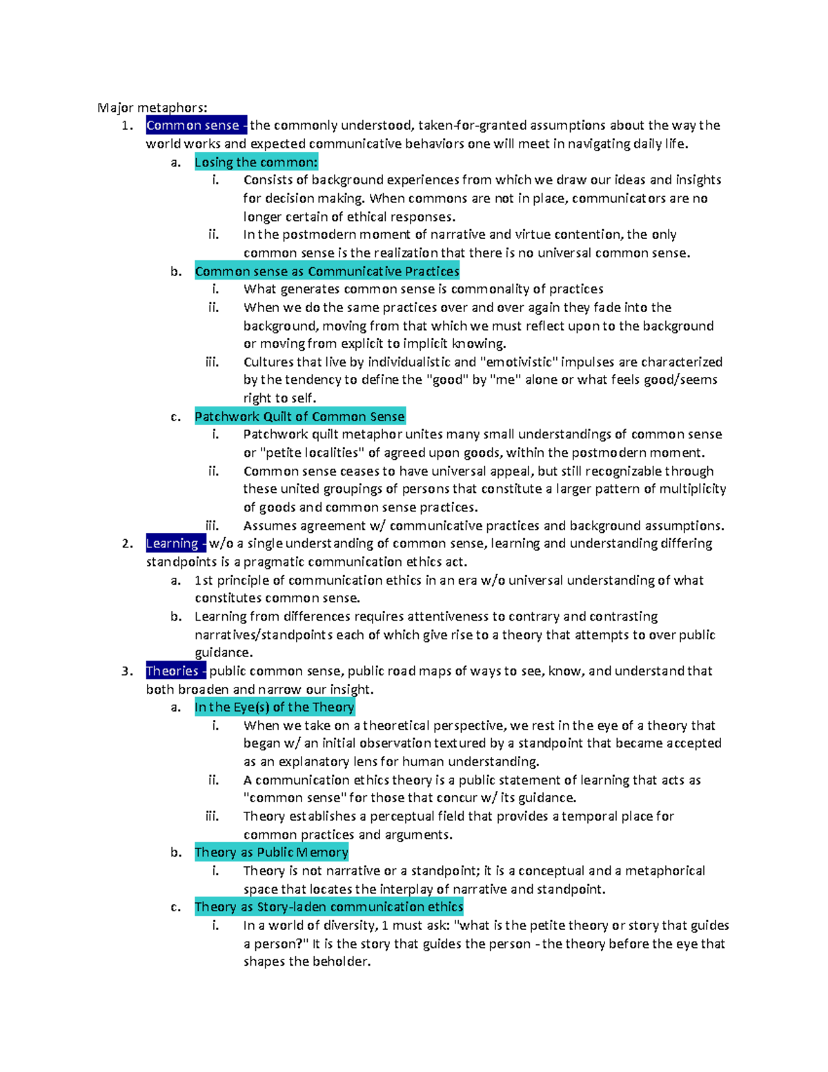 Comm. Ethics - Ch 4 - Describes the principles of "Common sense ...
