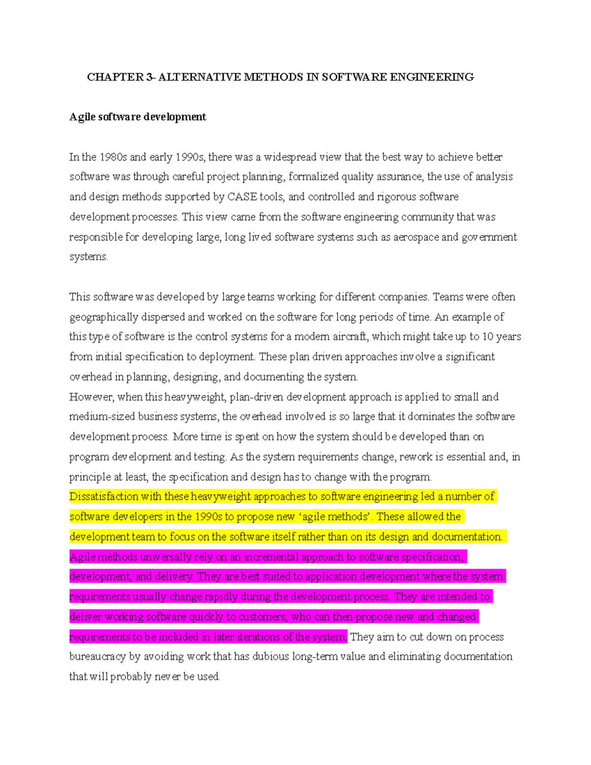 Chapter 3- Alternative Software Engineering Methods - CHAPTER 3 ...